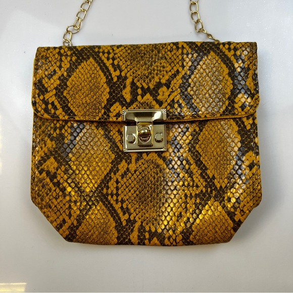 Bags | Yellow Snake Print Purse | Poshmark